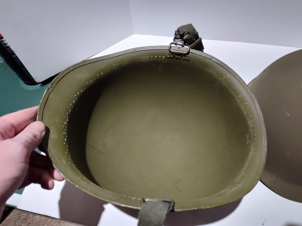 WW2 M1 Helmet Steel Pot Front Seam Swivel Bale W/original Westinghouse ...