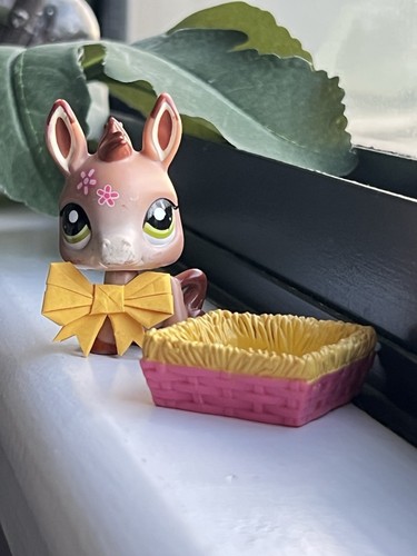 Littlest Pet Shop 1944 Donkey Hasbro LPS Authentic Brown Flower Cute ...