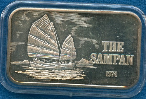 1974 USSC The Sampan Mark IV 1 Troy Oz .999+ Fine Vintage Silver Art ...