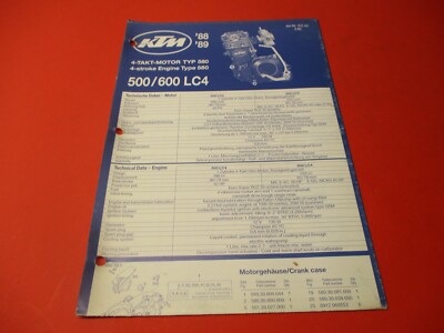 OEM ORIGINAL KTM 1989 500 600 LC4 TYPE 580 SPARE PARTS MANUAL ENGINE | eBay