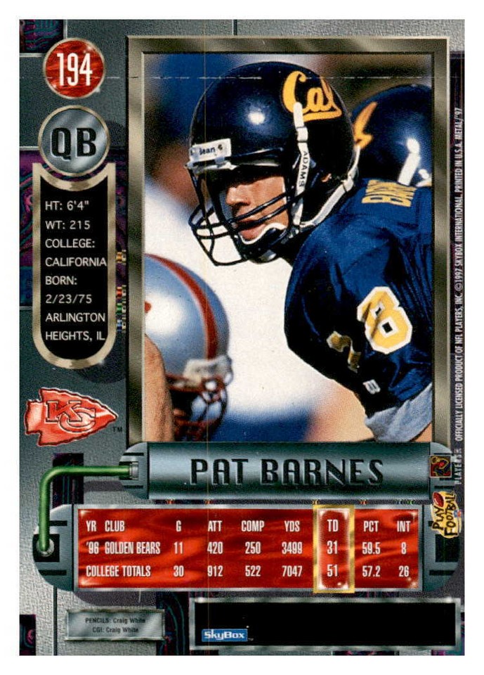 1997 Metal Universe Pat Barnes RC 194 | eBay