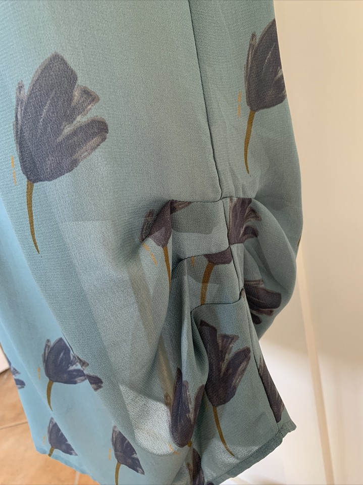 CAbi Tulip Sz XS #984 Green Back Tie Pullover Sleeveless Chiffon Tunic ...