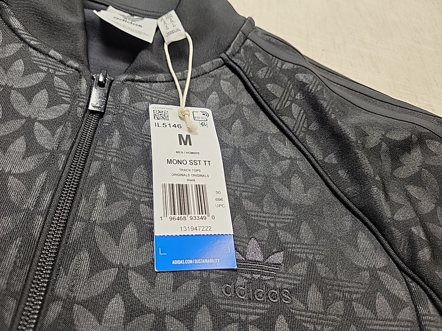 Adidas Superstar Track Jacket Medium Mens Black Monogram Logo Trefoil ...