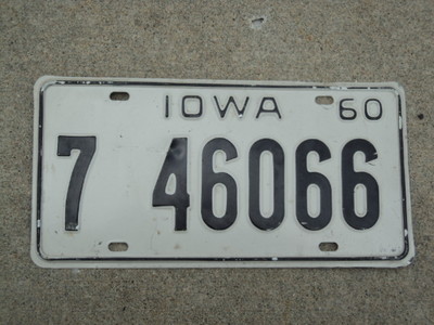 1960 IOWA License Plate 7 46066 Black Hawk County IA x | eBay
