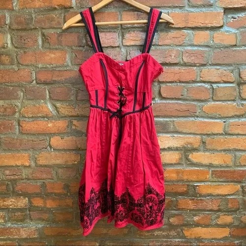 Vintage Hot Topic Y2K Red Skull Gothic Corset Dress S/M Black Velvet ...