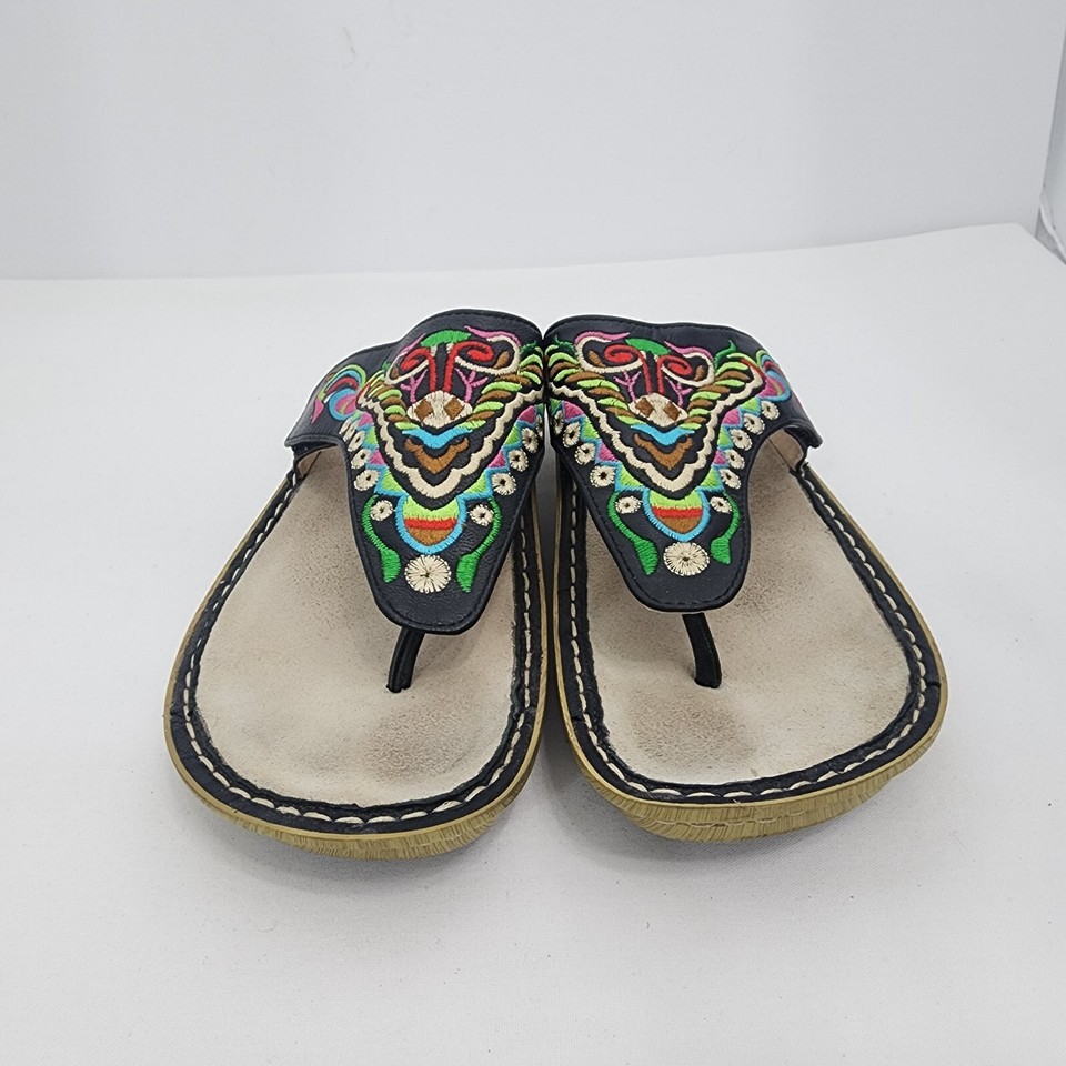 Alegria Vanessa 42 Leather Embroidered Thong Sandal Chrysalis Wedge VAN ...