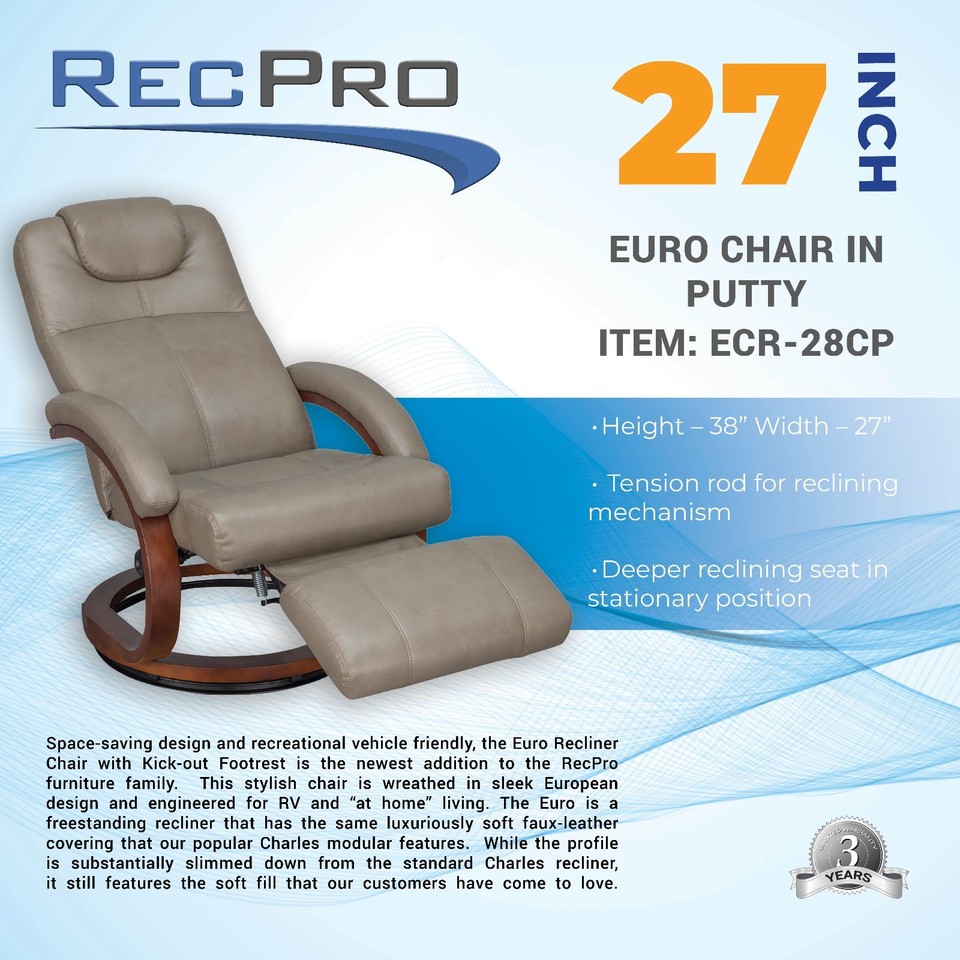RecPro Charles 28" RV Euro Chair Recliner Ergonomic RV Furniture Seats ...