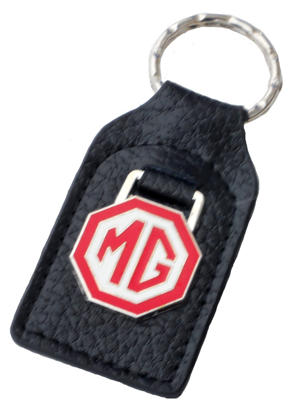 MG Red & White enamel and leather car key ring / fob for your MGB MGC ...