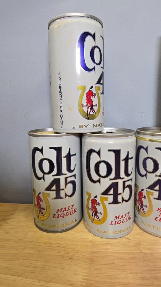 Lot of 6 Vintage Colt 45 Malt Liquor Beer Cans Pull Tab Stout & Regular ...