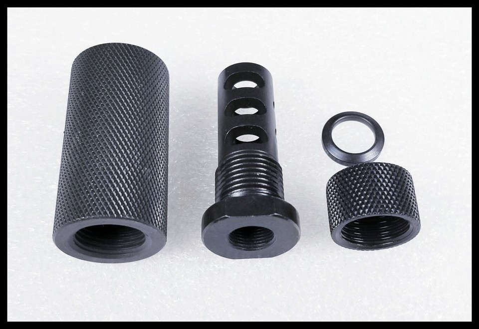 All Steel Muzzle Brake 1/2X28 TPI + Knurled Forwarder Kit | eBay