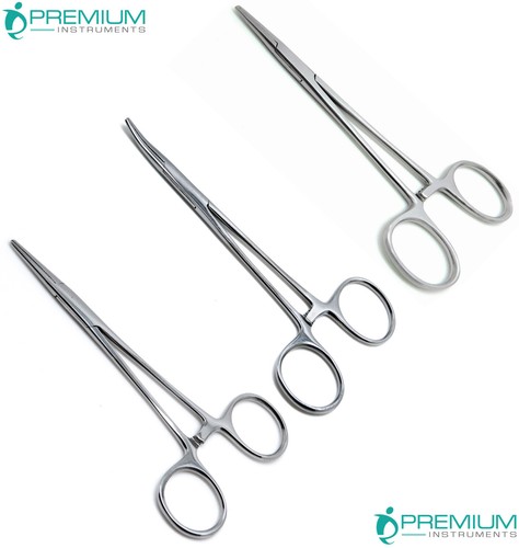 3 Pcs Mosquito Straight, Curved & Kocher Forceps 5" Surgical ...