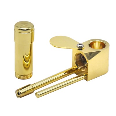 Authentic Solid Brass Herb Tobacco Pipe Smoking Proto Tar Trap Stash ...