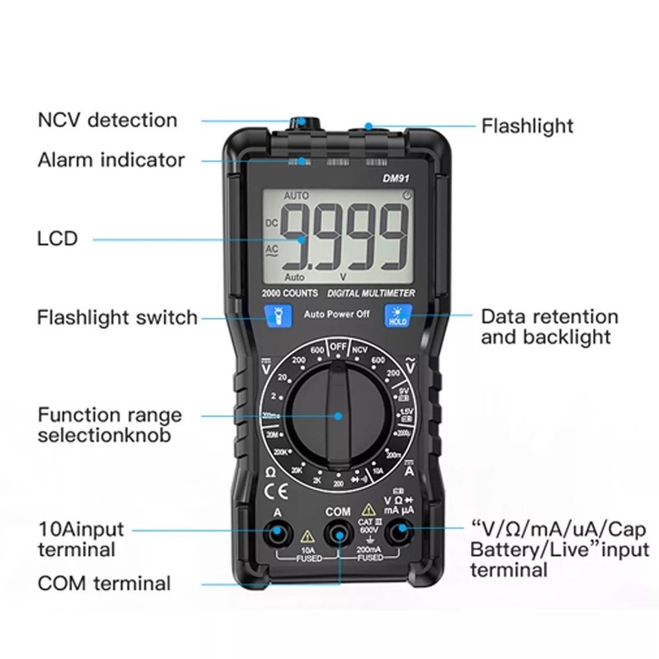 Multimeter with Integrated Flashlight for Effective Testing in Low ...