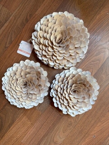 Ashland Fall Wall Decor Floral Blush Rose Lot of 3 8" and 9" Wood ...