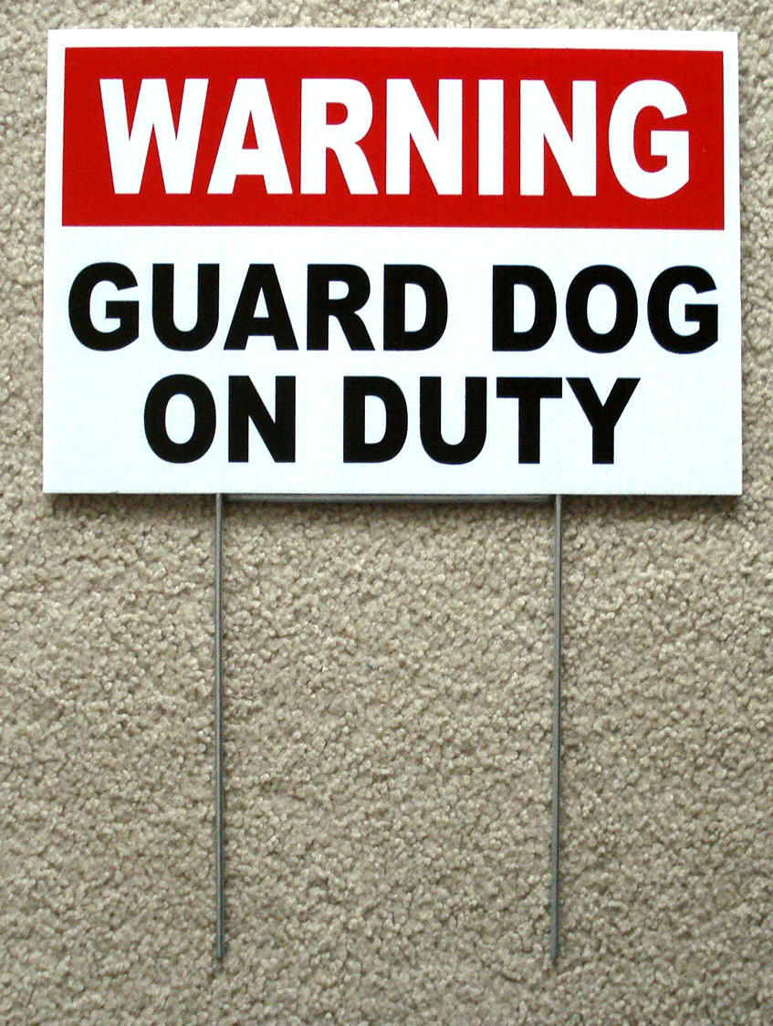 Guard Dog On Duty Warning Sign Funny Sign Guard Dog On Duty Royalty
