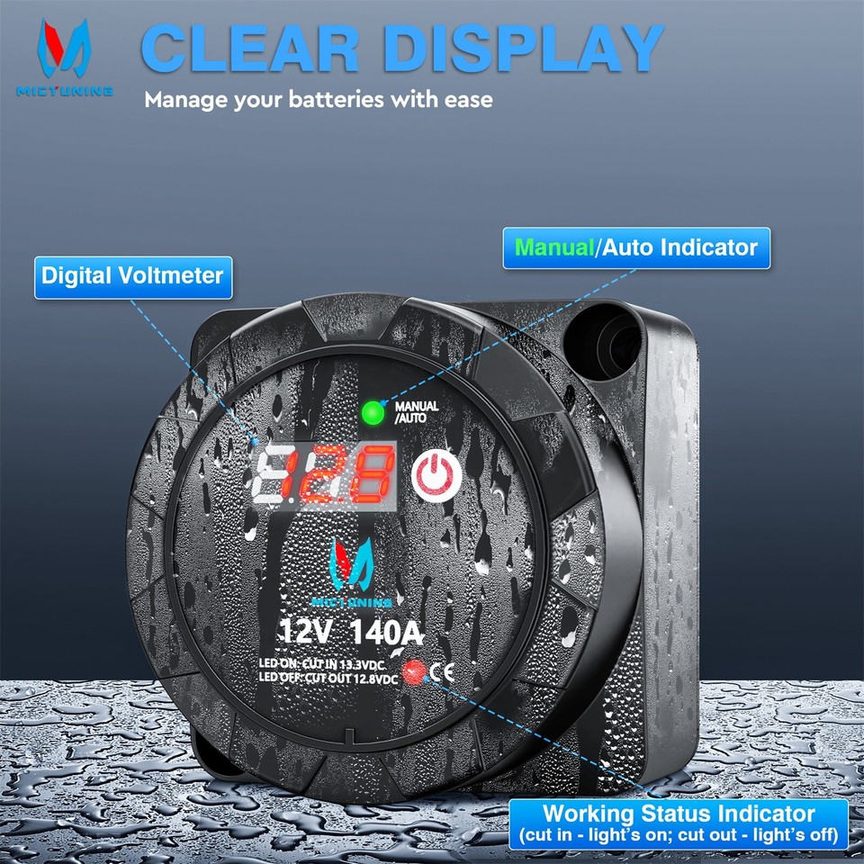 12V 140 Amp Smart Dual Battery Isolator Voltage Sensitive Relay Kits ...