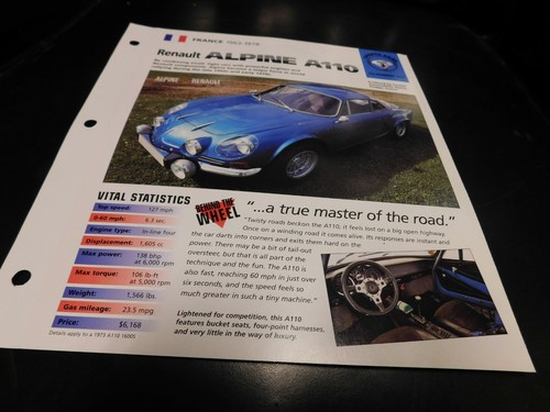 1963-1978 Renault Alpine A110 Spec Sheet Brochure Photo Poster | eBay