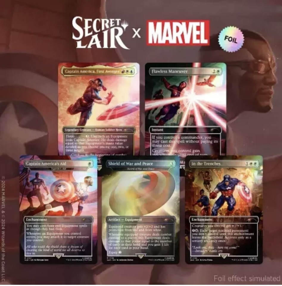 Magic the Gathering Secret Lair X Marvel’s Captain America Rainbow Foil ...