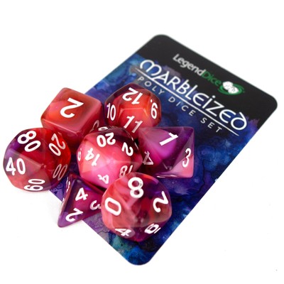 RPG Dice Set - Poly Dice Set - Marblized - Red Clouds | eBay UK