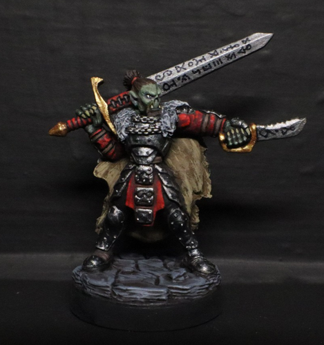 WOTC Chainmail Miniature PAINTED - HALF ORC FIGHTER - METAL OOP 28MM ...