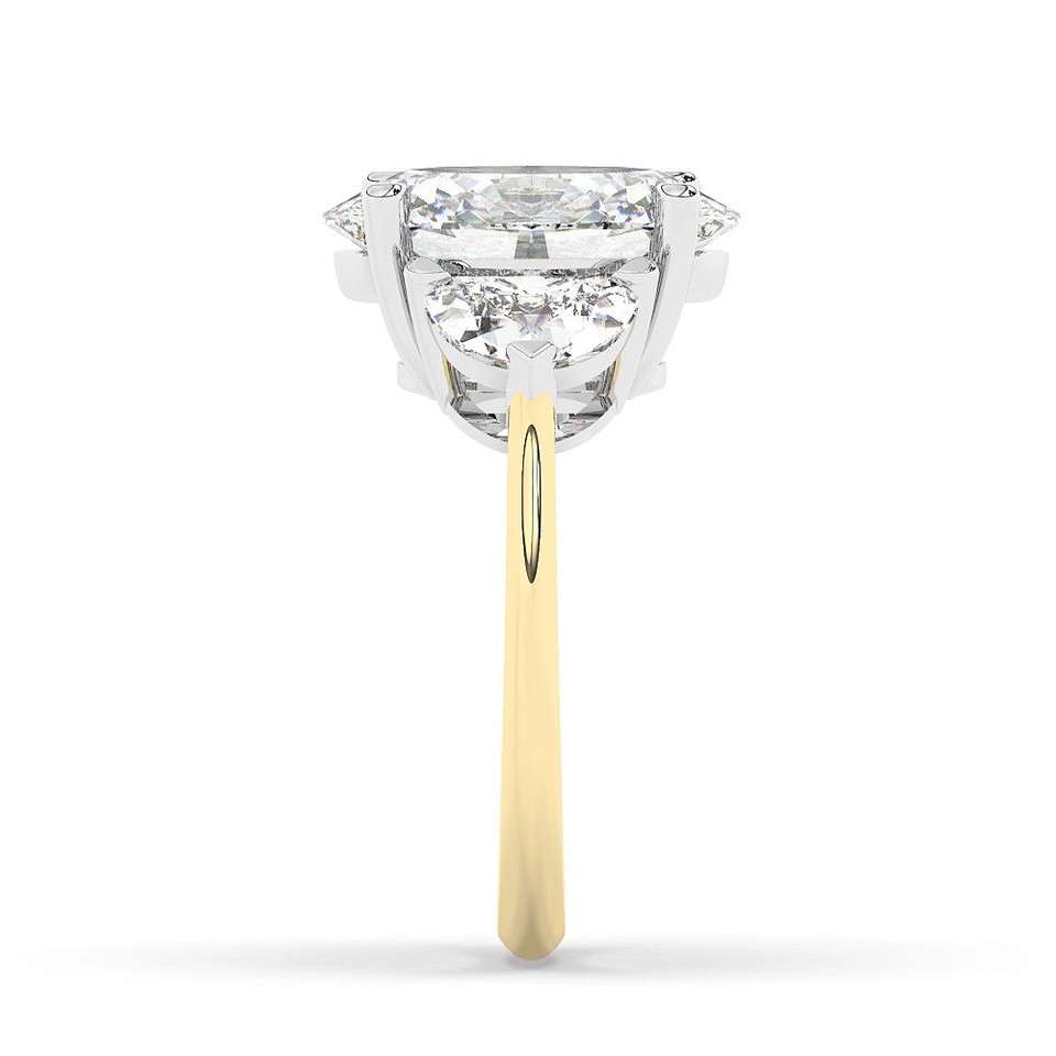 Oval Solitaire Labgrown Diamond Trilogy Ring 14k Yellow Gold 6 Ct | eBay