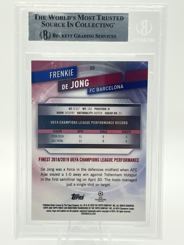 2019-20 Topps Finest UCL # 20 Frenkie De Jong On Card Auto | eBay