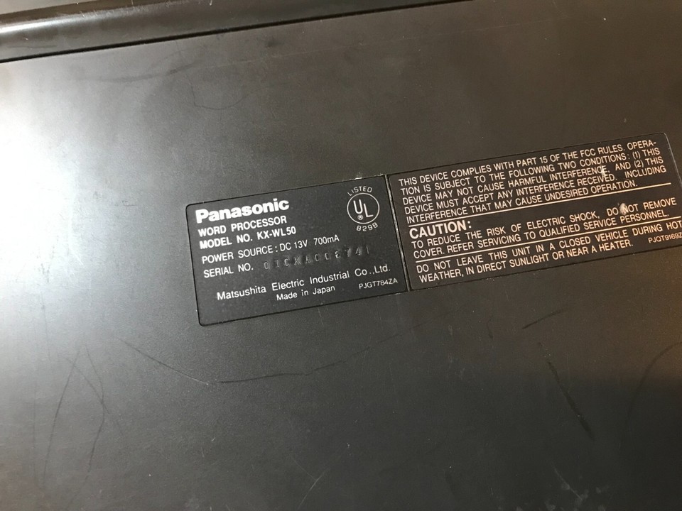 Panasonic KX-WL50 Laptop Word Processor WL50 lap top computer keyboard ...
