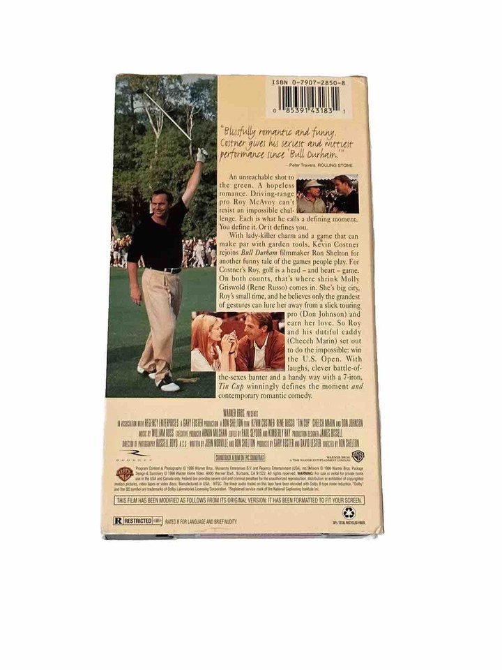 Tin Cup VHS 1996 Kevin Costner Rene Russo Cheech Marin Don Johnson ...