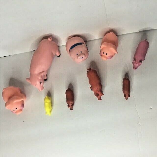 Vintage Pigs Plastic Toy Farm Barnyard Animals Lot Of 9 FREE SHIPPING ...