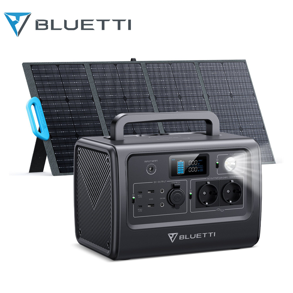 BLUETTI EB70 Powerstation 1000W Stromerzeuger LiFePO4 Batterie + 120W Solarpanel