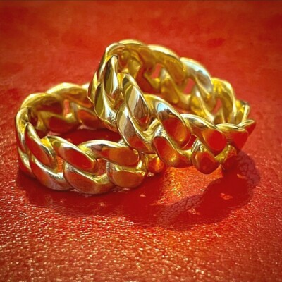 10K Solid Gold Cuban Link Chain Ring - Sizes 5.5 to 10 | eBay