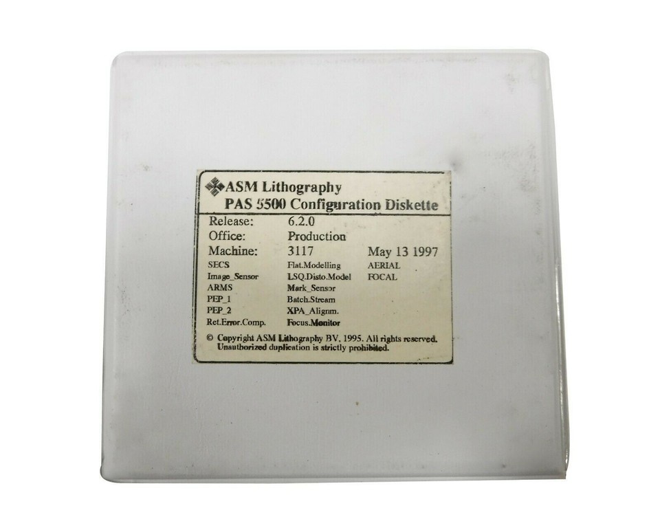 ASML ASM LITHOGRAPHY PAS 5500 WAFER STEPPER SYSTEM SOFTWARE | eBay