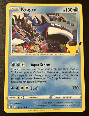 2021 Pokémon Celebrations 25th Anniversary Kyogre Holo #003/025 Rare ...