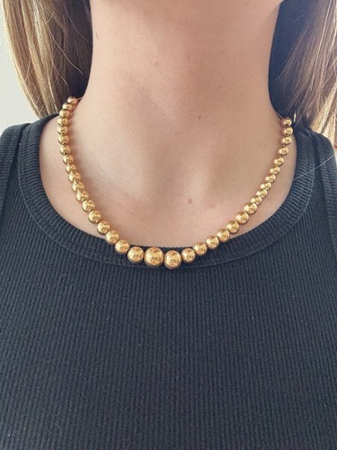 Vintage 14K Gold Beaded Necklace | eBay