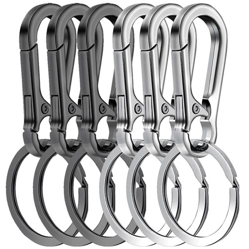 6 Metal Keychain Carabiner Clip Keyring Key Ring Chain Clips Hook ...