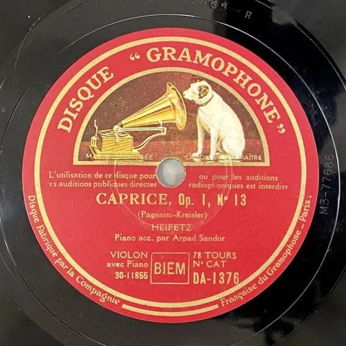 Jascha Heifetz Caprice, Op.1, No. 13 Gramophone SP Records | eBay