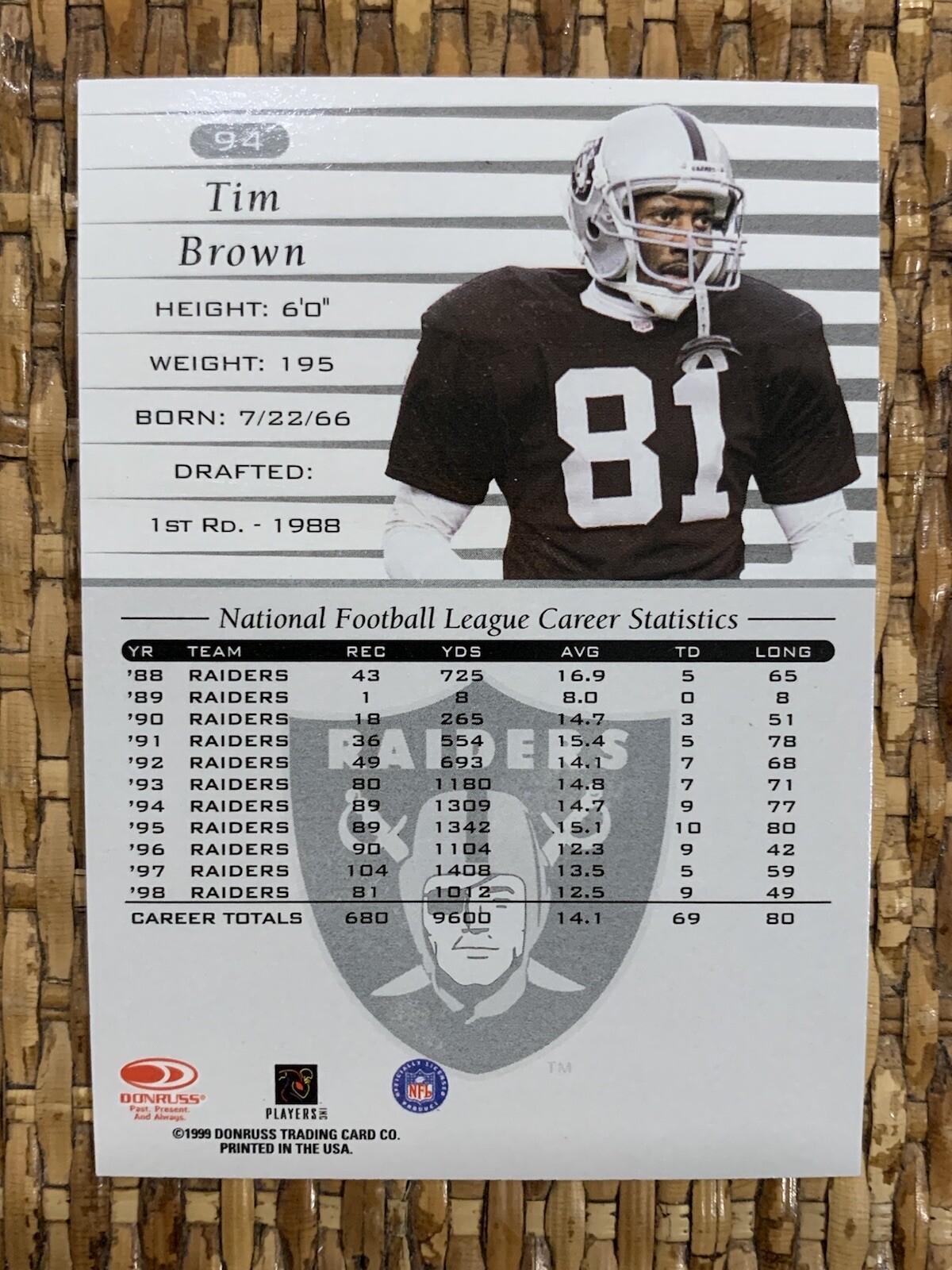 1999 Donruss - Tim Brown #94 for sale online | eBay