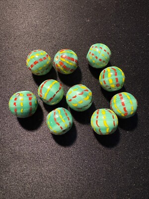 10 glass beads - (b885) green design Fancy - 14mm ball | eBay