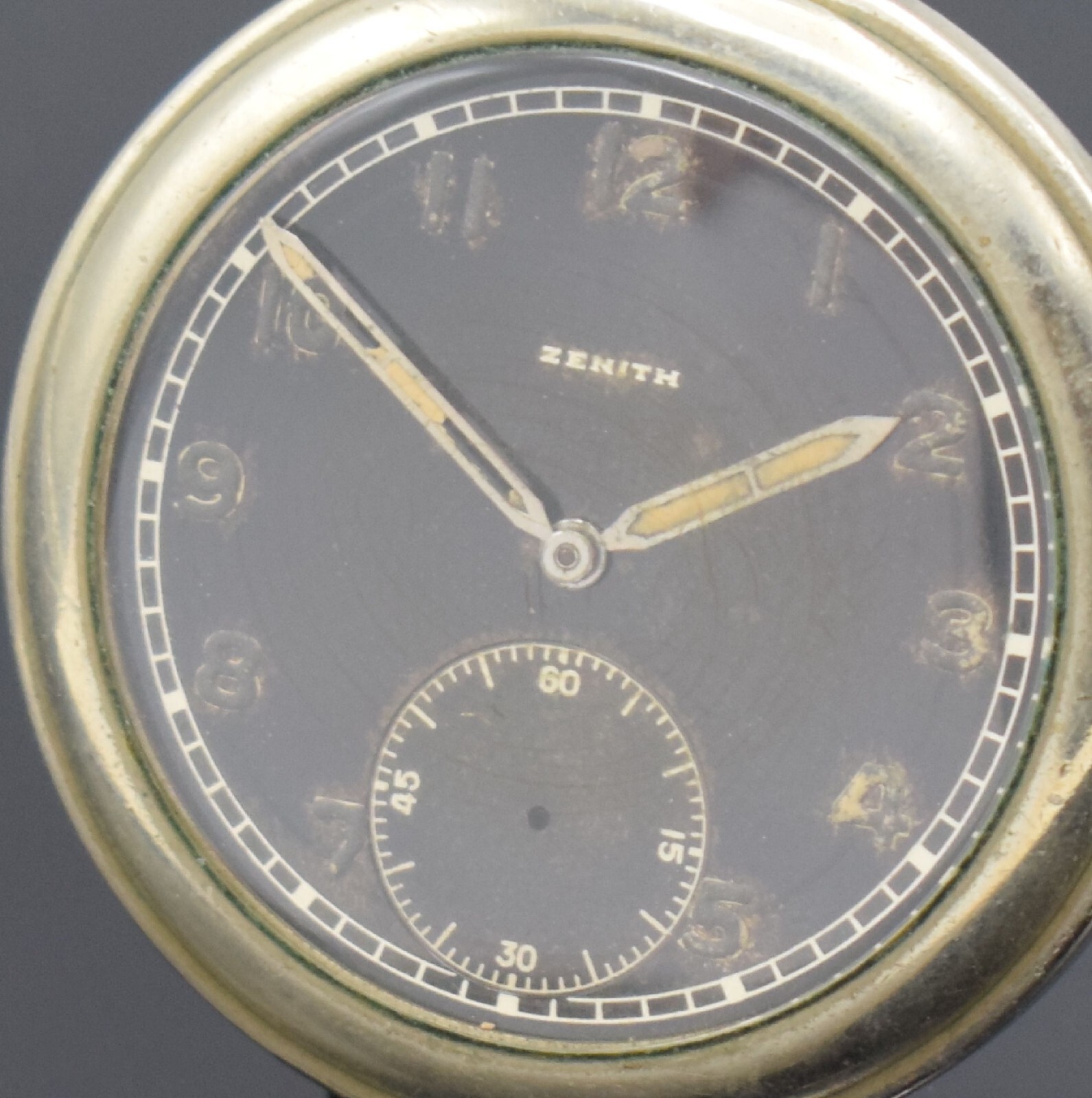ZENITH Military Pocket Watch Cal 193 -Black Dial-Years 1938-1940-SIze ...