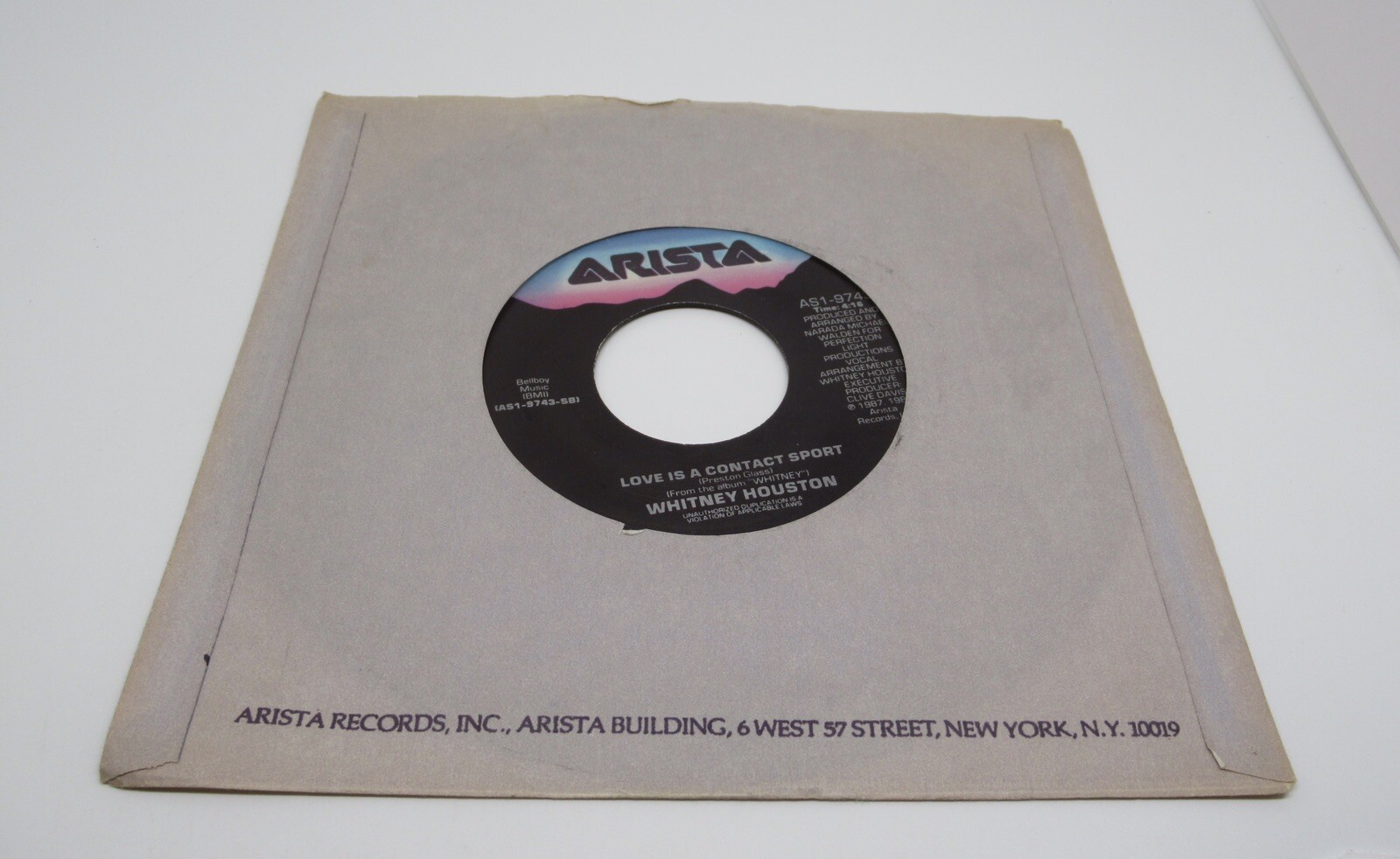 Whitney Houston One Moment In Time AS1-9743 45 RPM Record Arista 1988 ...