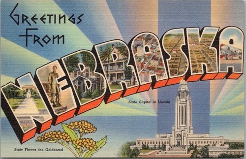 NEBRASKA Large Letter Postcard State Capitol Building / Tichnor Linen ...