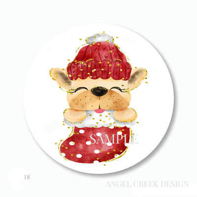 French Bulldog Christmas Scrapbook Stickers Labels Frenchie Envelope ...