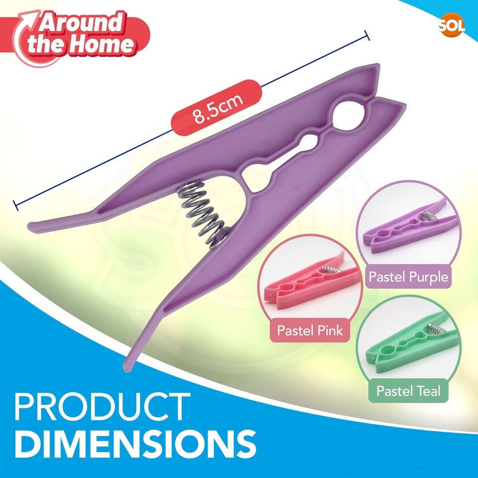 48-96 Jumbo Clothes Pegs Strong Plastic Laundry Clips For Airer Dry ...