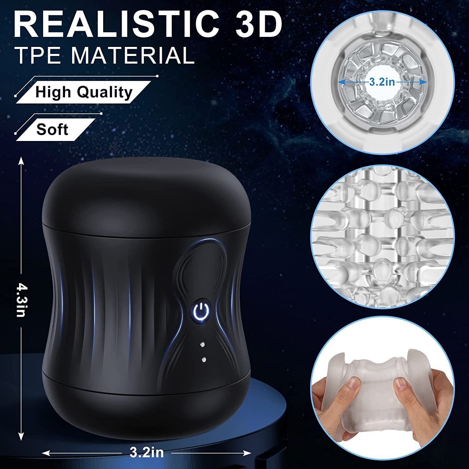 Male Masturbater Automatic Telescopic Cup MEN Oral SEX Toy Masterbator ...