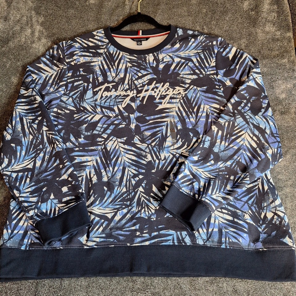 Tommy Hilfiger Hawaiian Logo Crewneck Sweatshirt Womans XXL BLUE ...