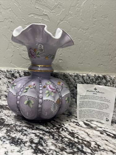 Fenton Purple Lavender Charleton Collection Hand Painted Signed Vase ...