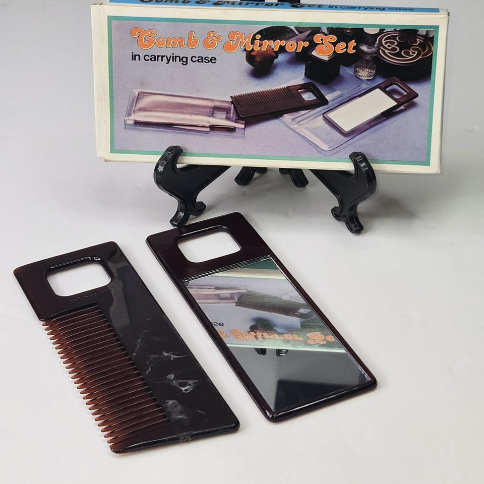 Vintage New Old Stock Comb & Mirror Set In Carrying Case HONG KONG | eBay