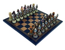 Handmade Romans vs Arabs Chess Set Resin Pieces Faux Leather Board ...