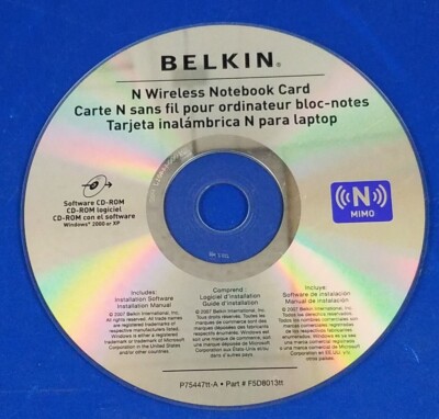 ⭐️⭐️⭐️⭐️⭐️ Belkin N Wireless Notebook Card Spanish español Software CD ...