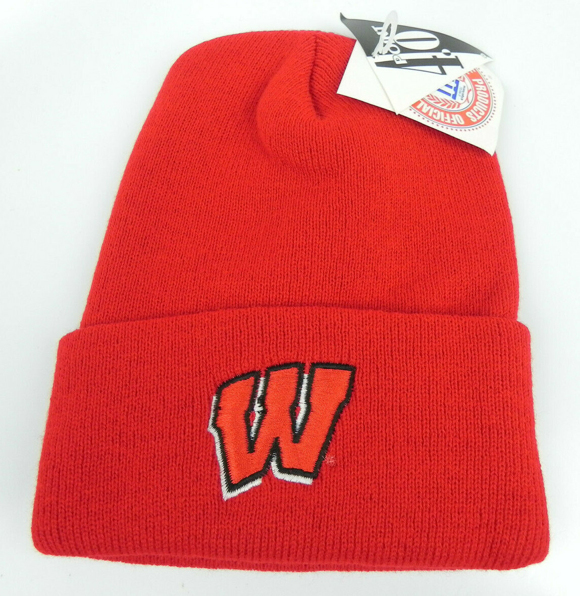 WISCONSIN BADGERS RED/RED CUFFED NCAA VINTAGE SNOW KNIT BEANIE SKI CAP ...